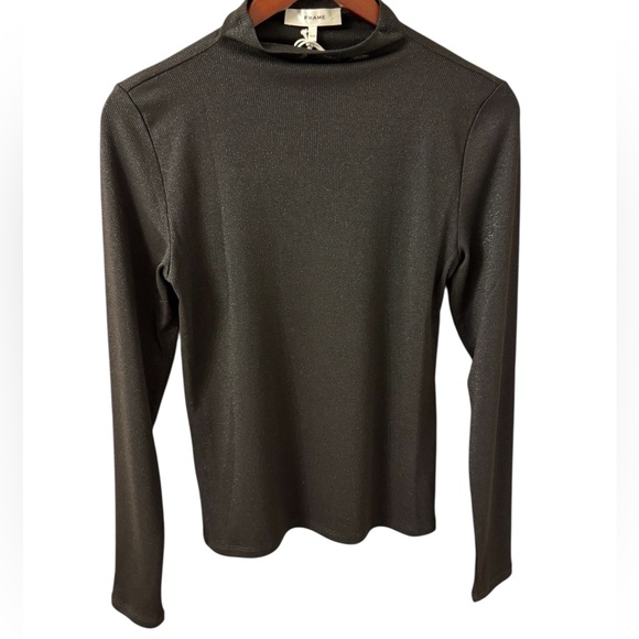 Frame Denim | Tops | Nwt Frame Black Shimmer Long Sleeve Mock Neck Top ...